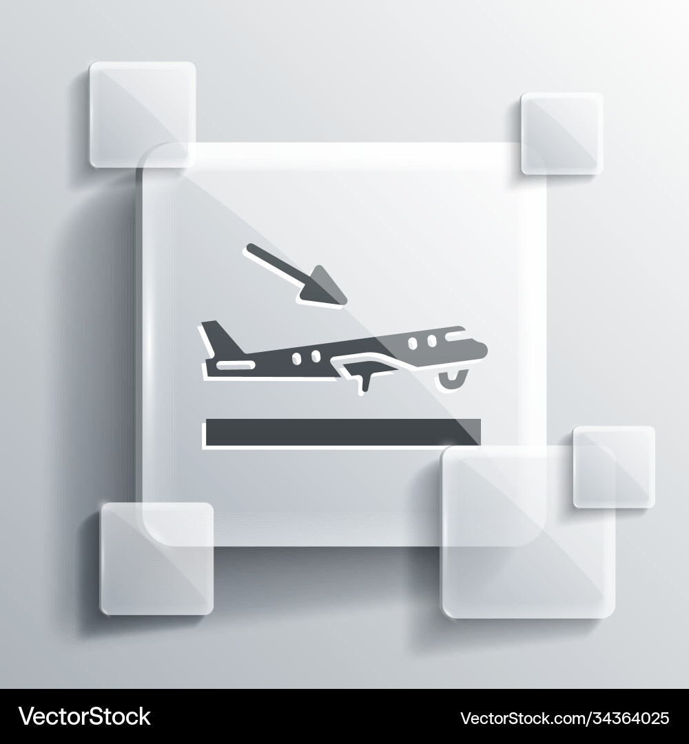 Grey plane landing icon isolated on Royalty Free Vector