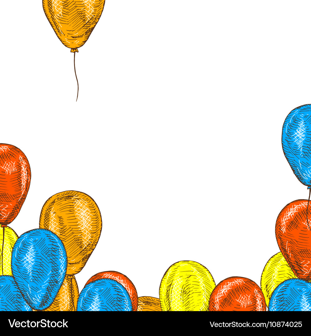 Hand drawn frame of balloons Royalty Free Vector Image