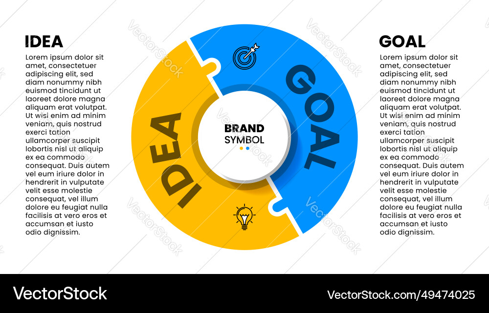 Infographic template idea and goal concept with 2 Vector Image