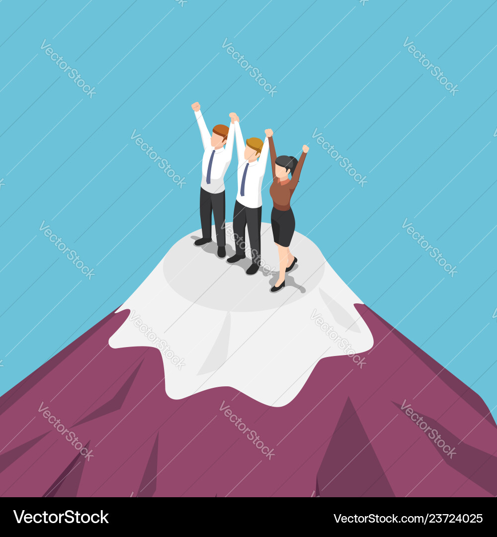 Isometric group businessman holding hand and Vector Image