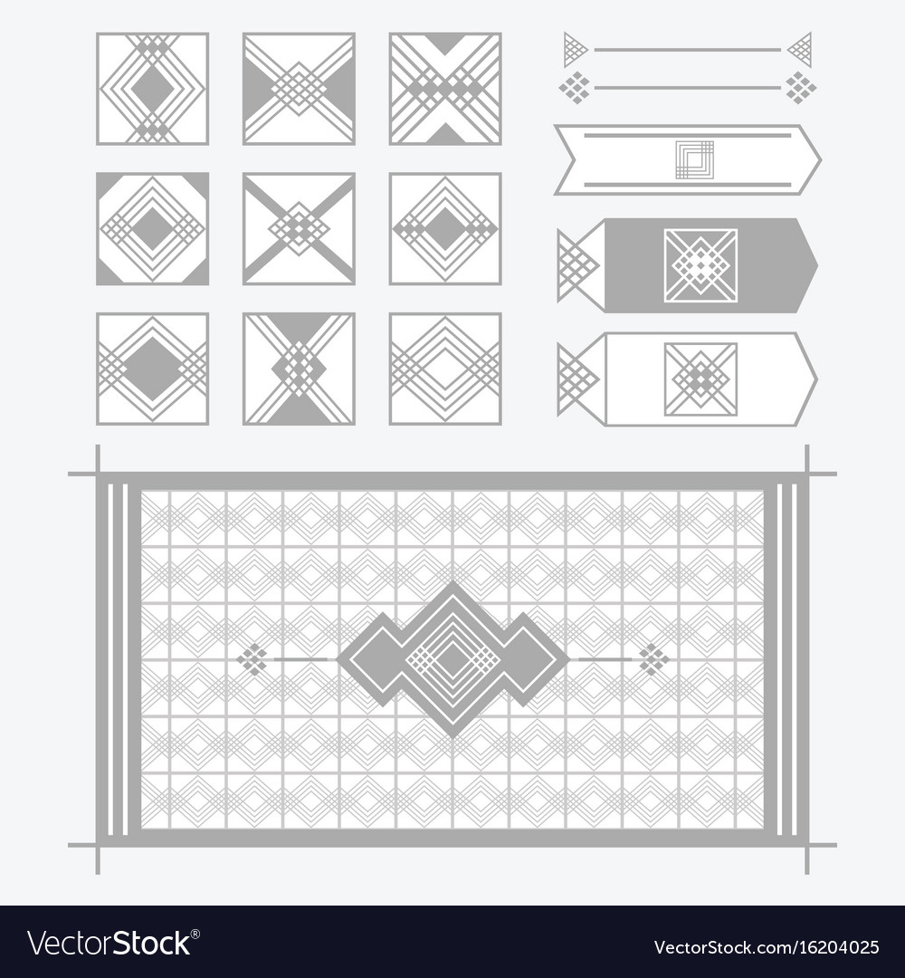 Light gray geometrical tiles patterns set Vector Image