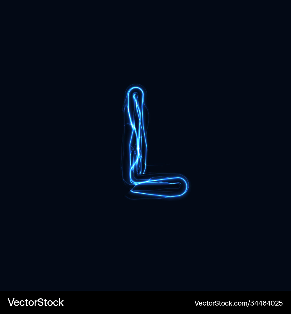 Lightning realistic letter l bright gloving logo Vector Image