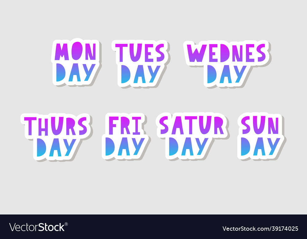 Names of days the week vintage grunge Royalty Free Vector
