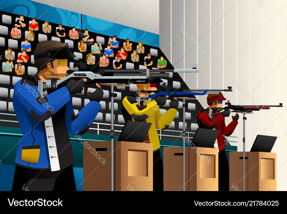 People shooting with rifle at a target Royalty Free Vector