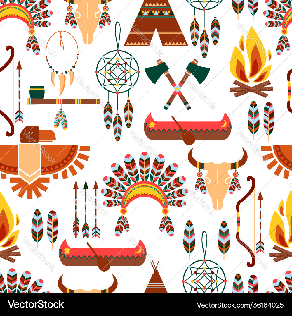 Seamless pattern american tribal native symbols Vector Image