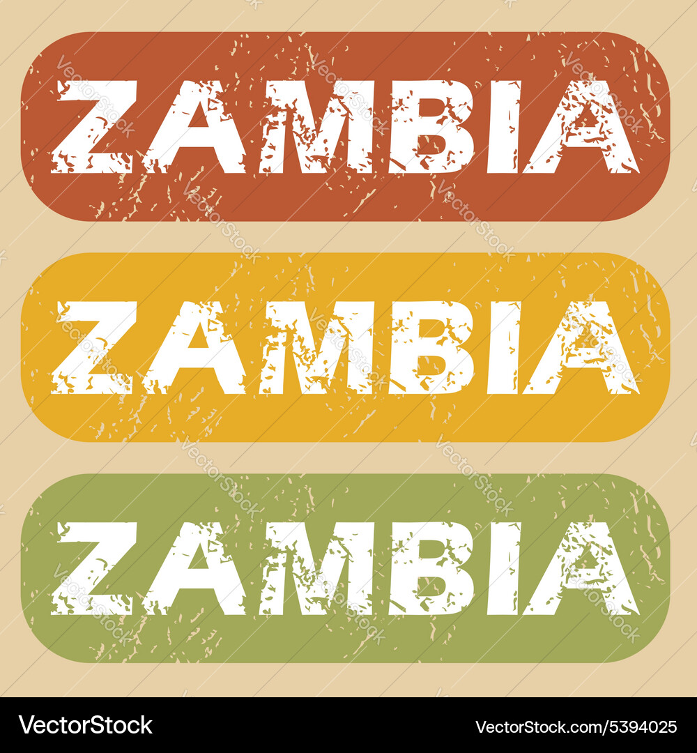 Vintage zambia stamp set Royalty Free Vector Image
