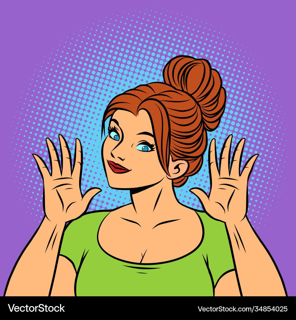 Woman open palms up Royalty Free Vector Image - VectorStock