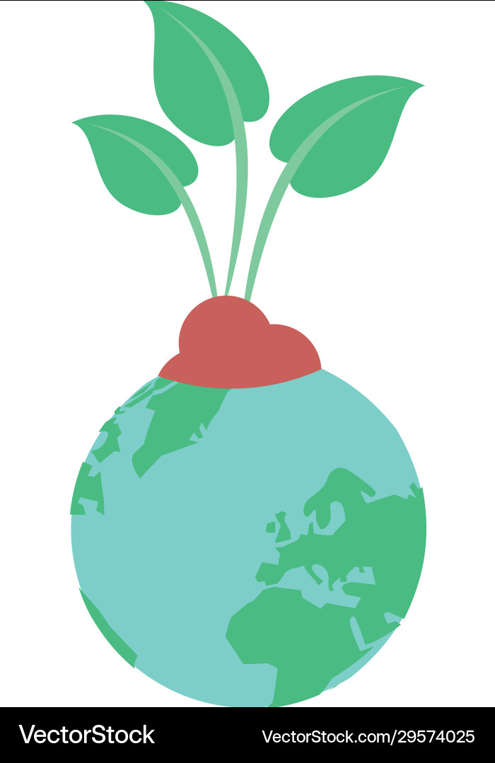 World planet earth with leafs plant Royalty Free Vector