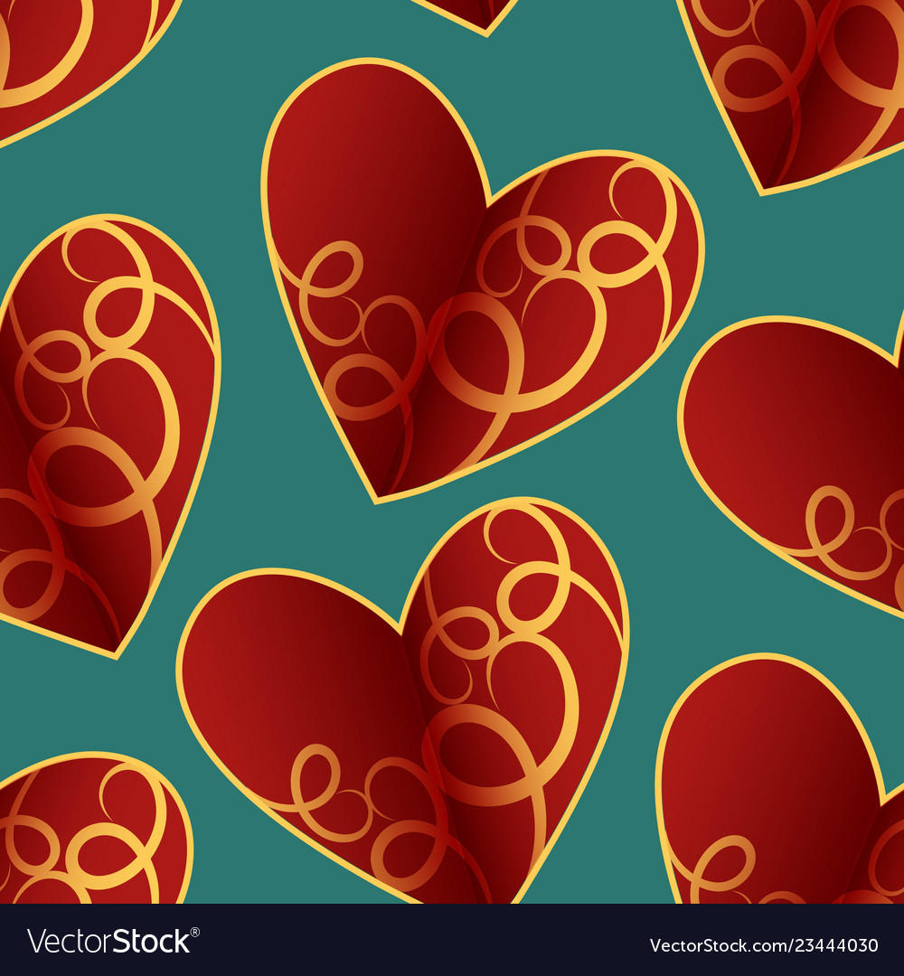 A seamless pattern featuring repeating hearts Vector Image