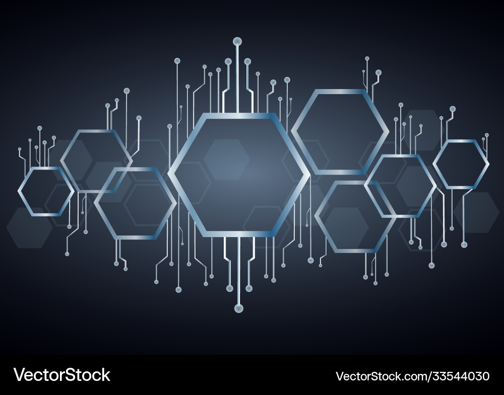Abstract bee hive hexagon and technology line Vector Image