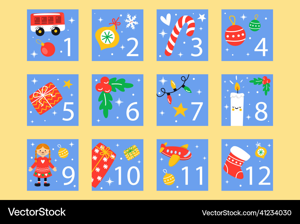 Flat 12 days of christmas Royalty Free Vector Image