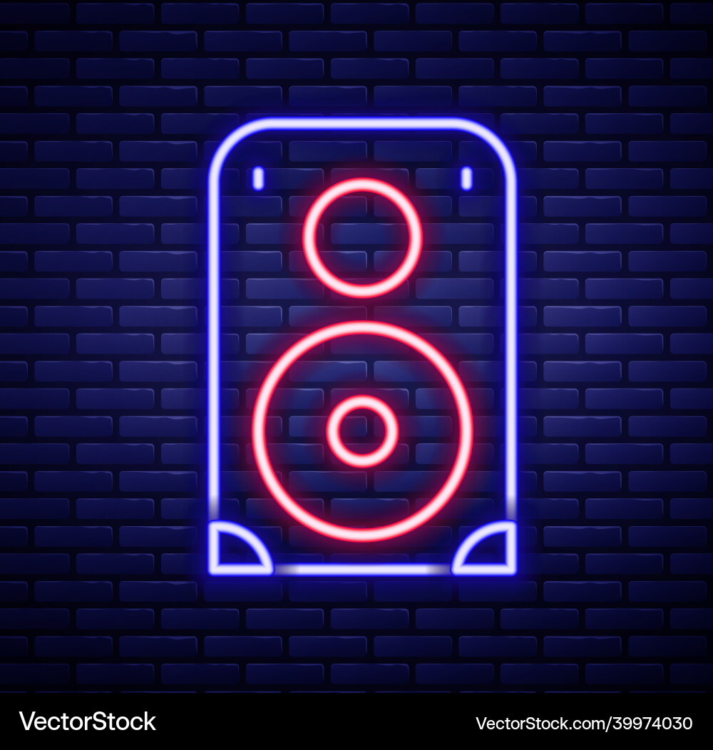 Glowing neon line stereo speaker icon isolated Vector Image