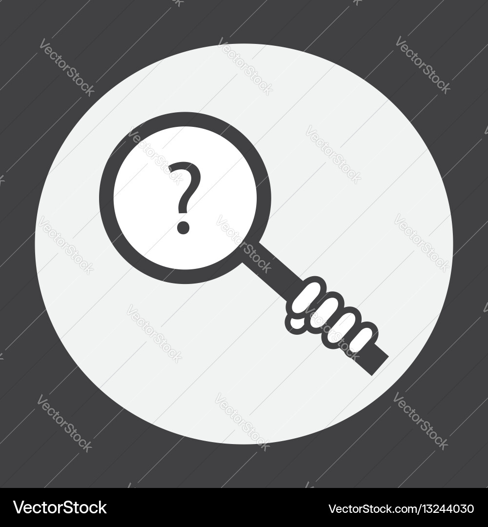 Hand holding a magnifying glass with question Vector Image