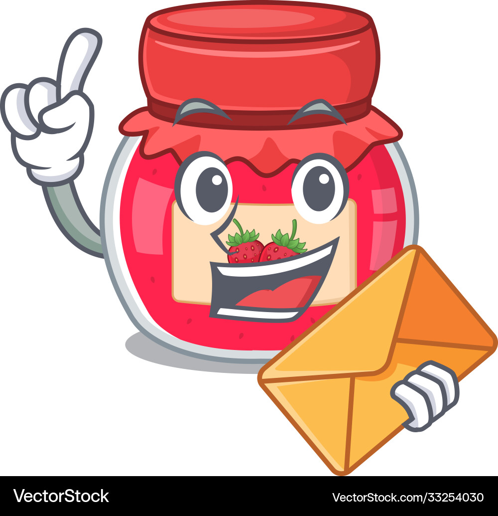 Happy face strawberry jam mascot design Royalty Free Vector