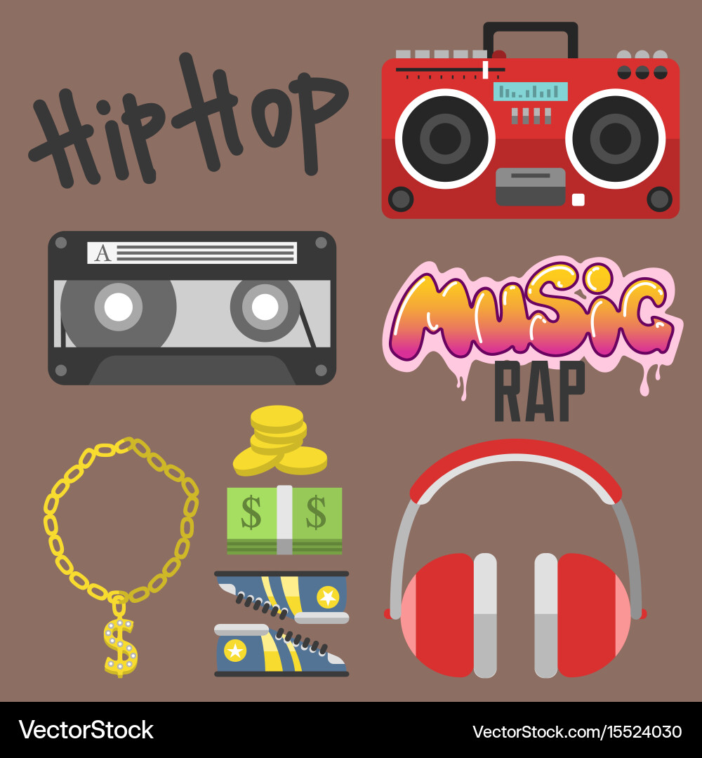 Hip hop accessory musician with microphone Vector Image
