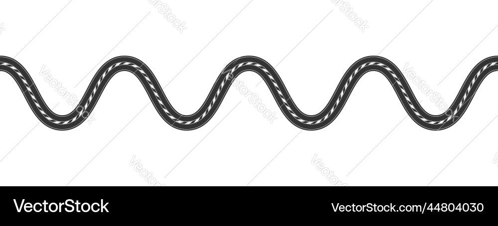 Horizontal waving asphalt road with marking top Vector Image