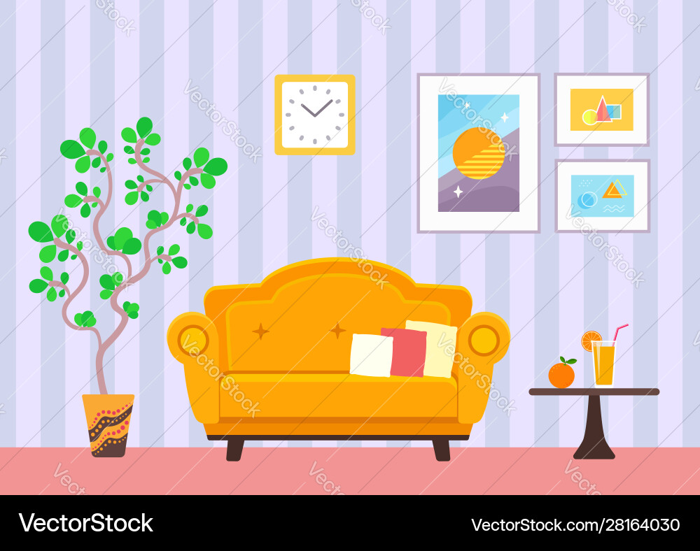 Indoor living room interior Royalty Free Vector Image