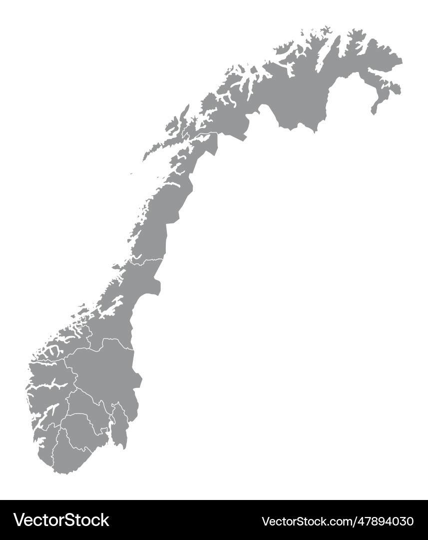 Norway administrative map Royalty Free Vector Image