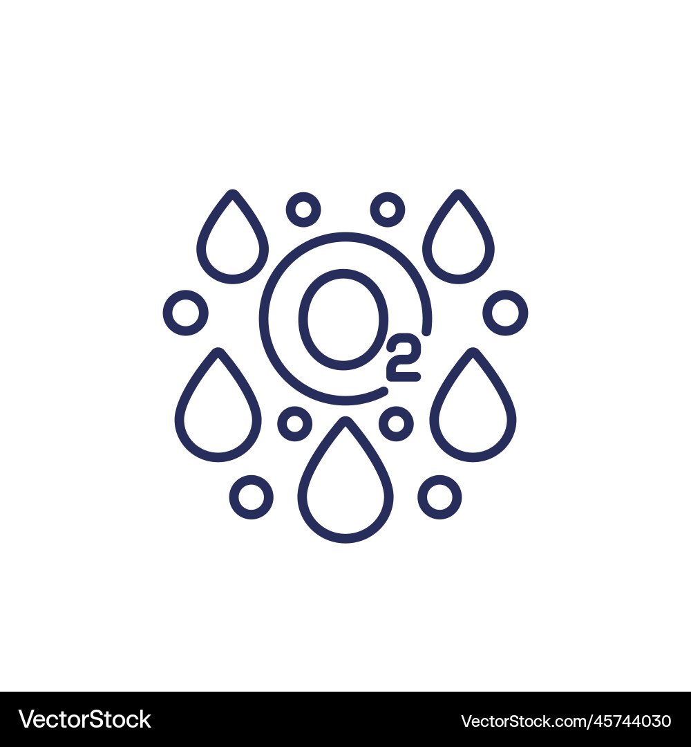 Oxygen in blood o2 line icon on white Royalty Free Vector