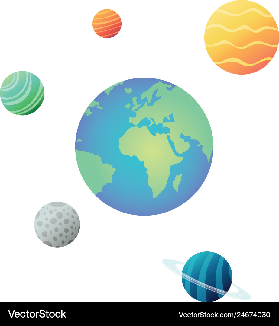 Planets of the solar system isolated icon Vector Image