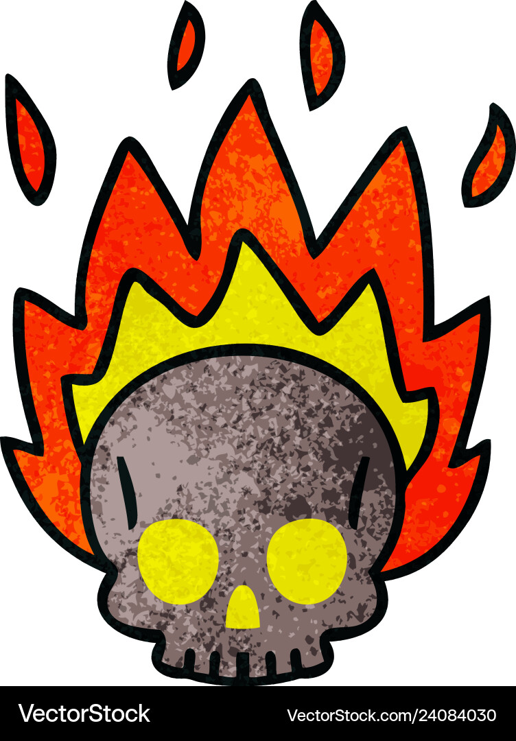 Quirky hand drawn cartoon skull Royalty Free Vector Image