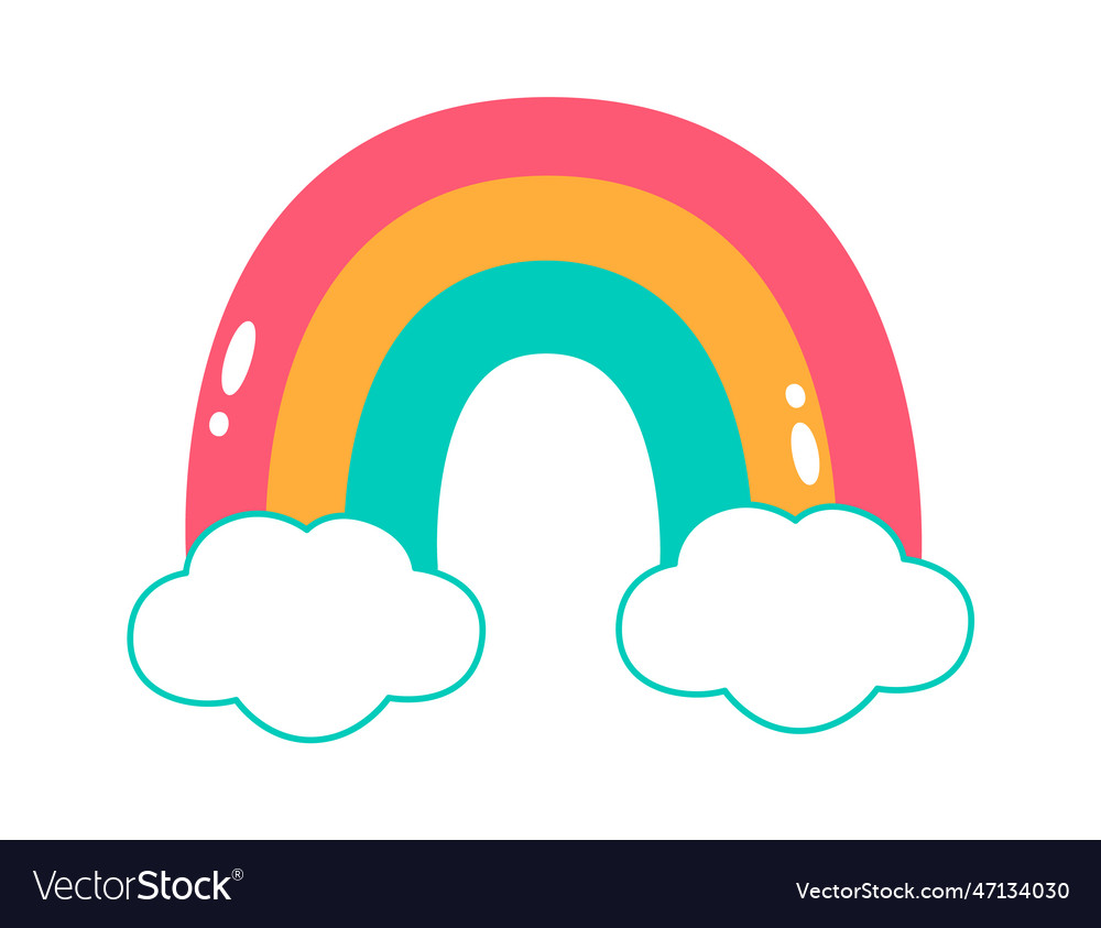 Rainbow with clouds Royalty Free Vector Image - VectorStock