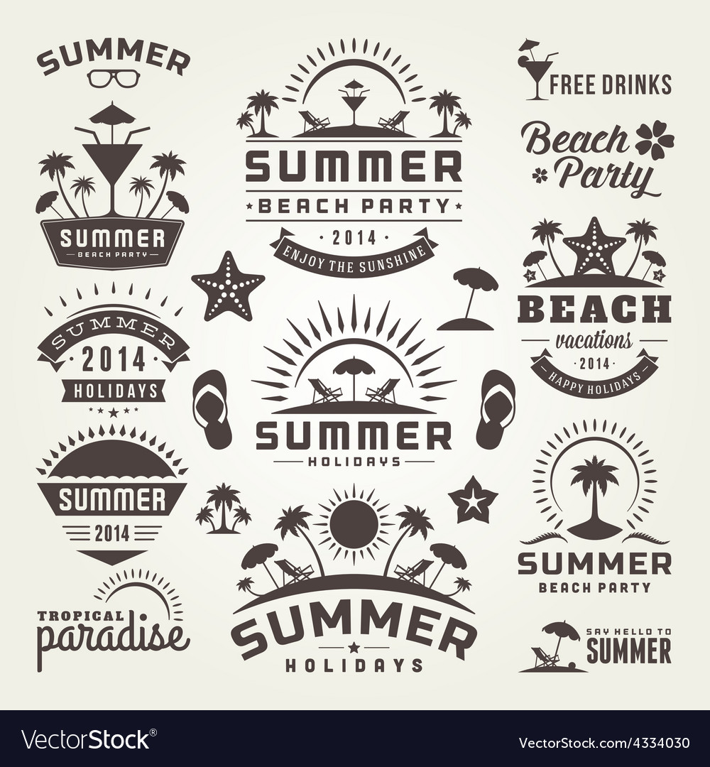 Retro summer design elements Royalty Free Vector Image