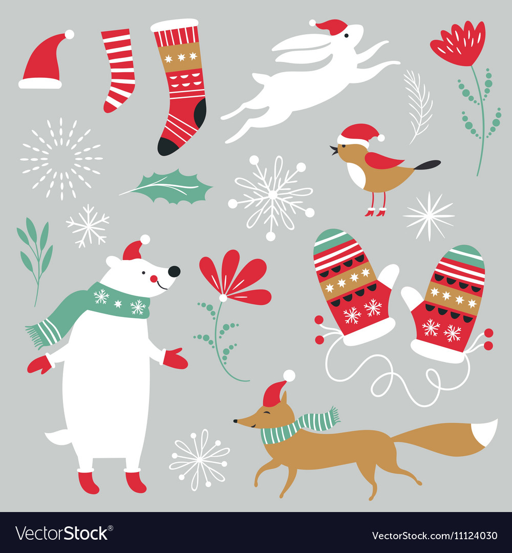 Set of christmas design elements Royalty Free Vector Image