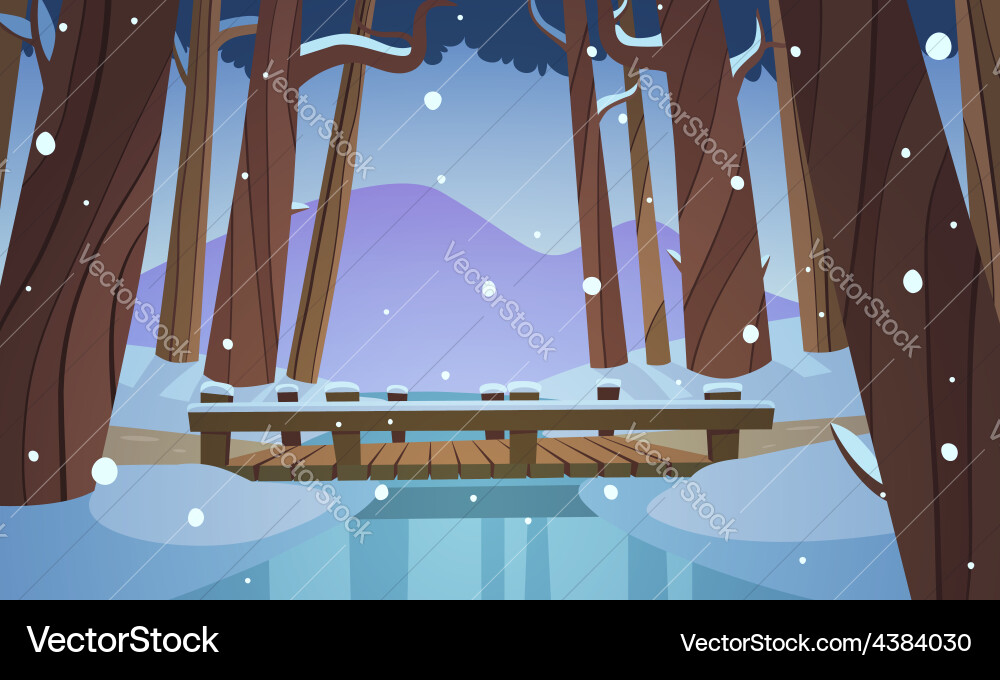 Small wooden bridge in woods Royalty Free Vector Image