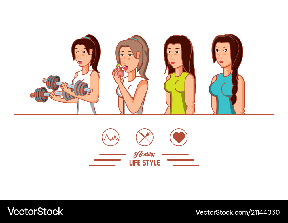 Young athletes training sport with healthy Vector Image