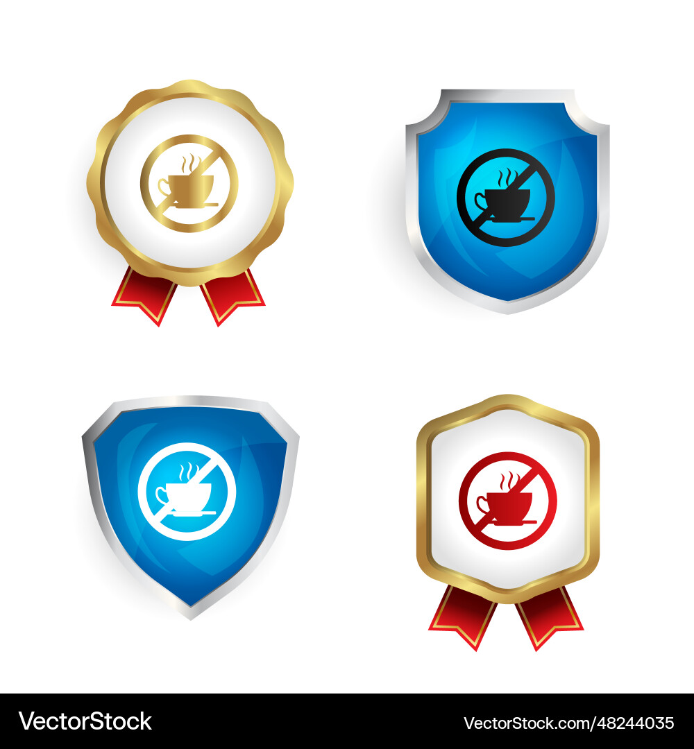 Abstract no coffee and tea badge label Royalty Free Vector