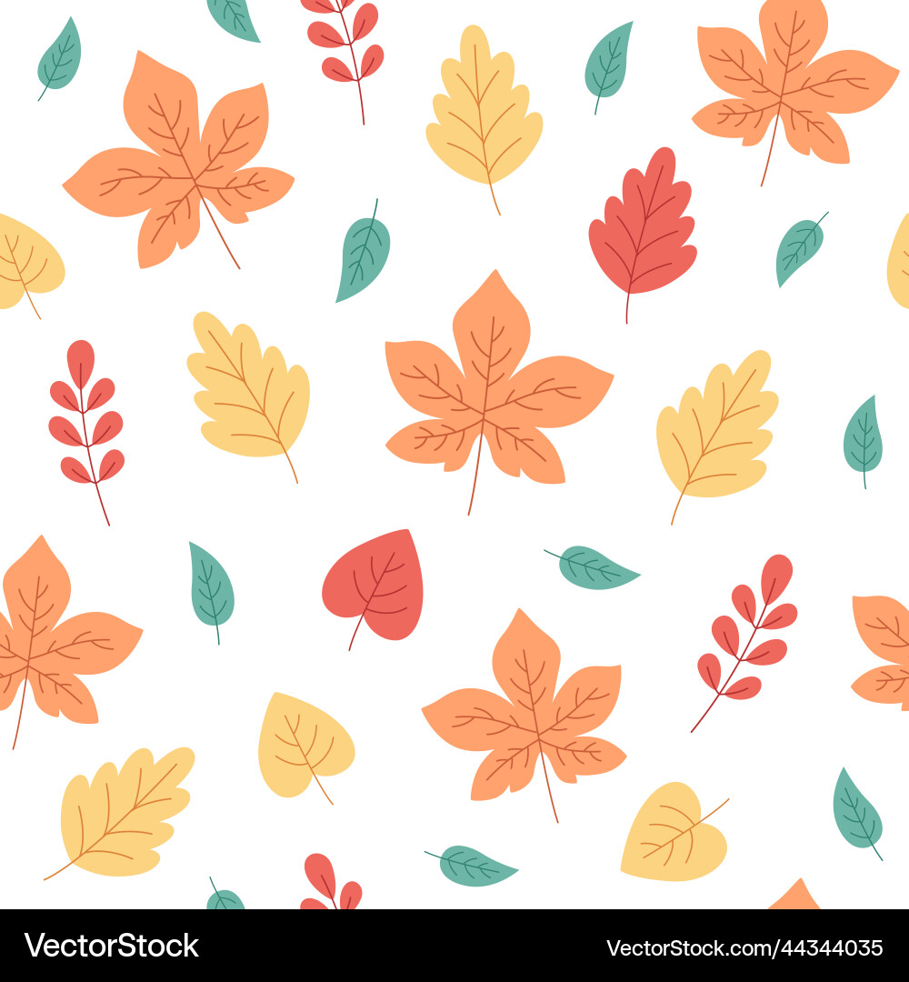 Autumn leaves seamless pattern folliage Royalty Free Vector