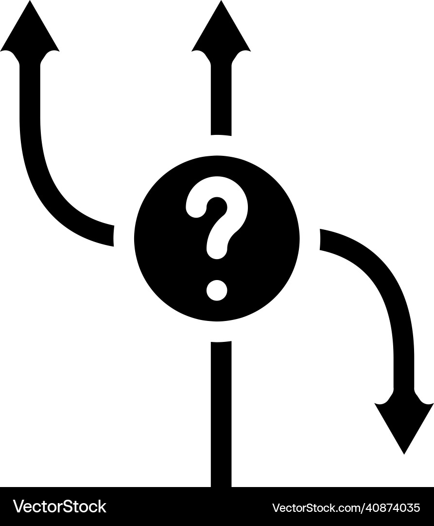 Choice of direction glyph icon Royalty Free Vector Image