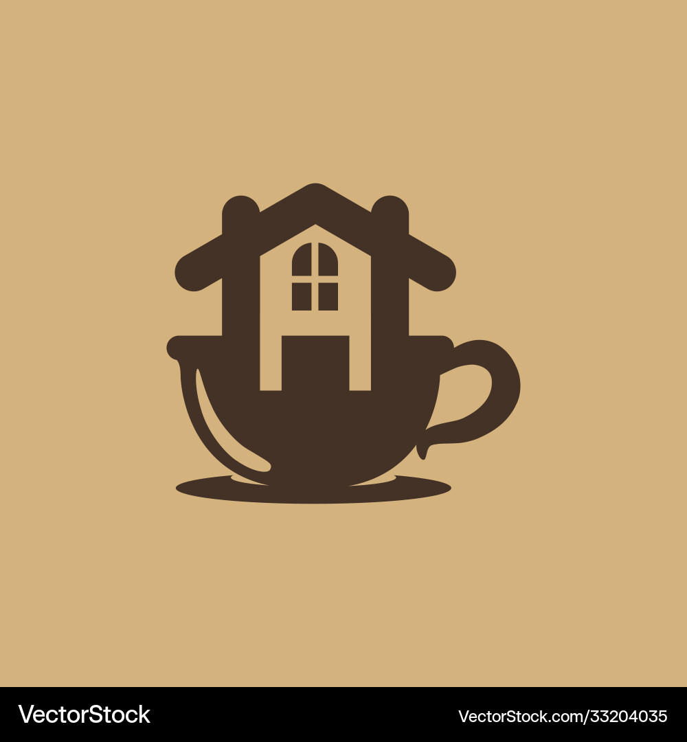Coffee house logo with cup line style Royalty Free Vector