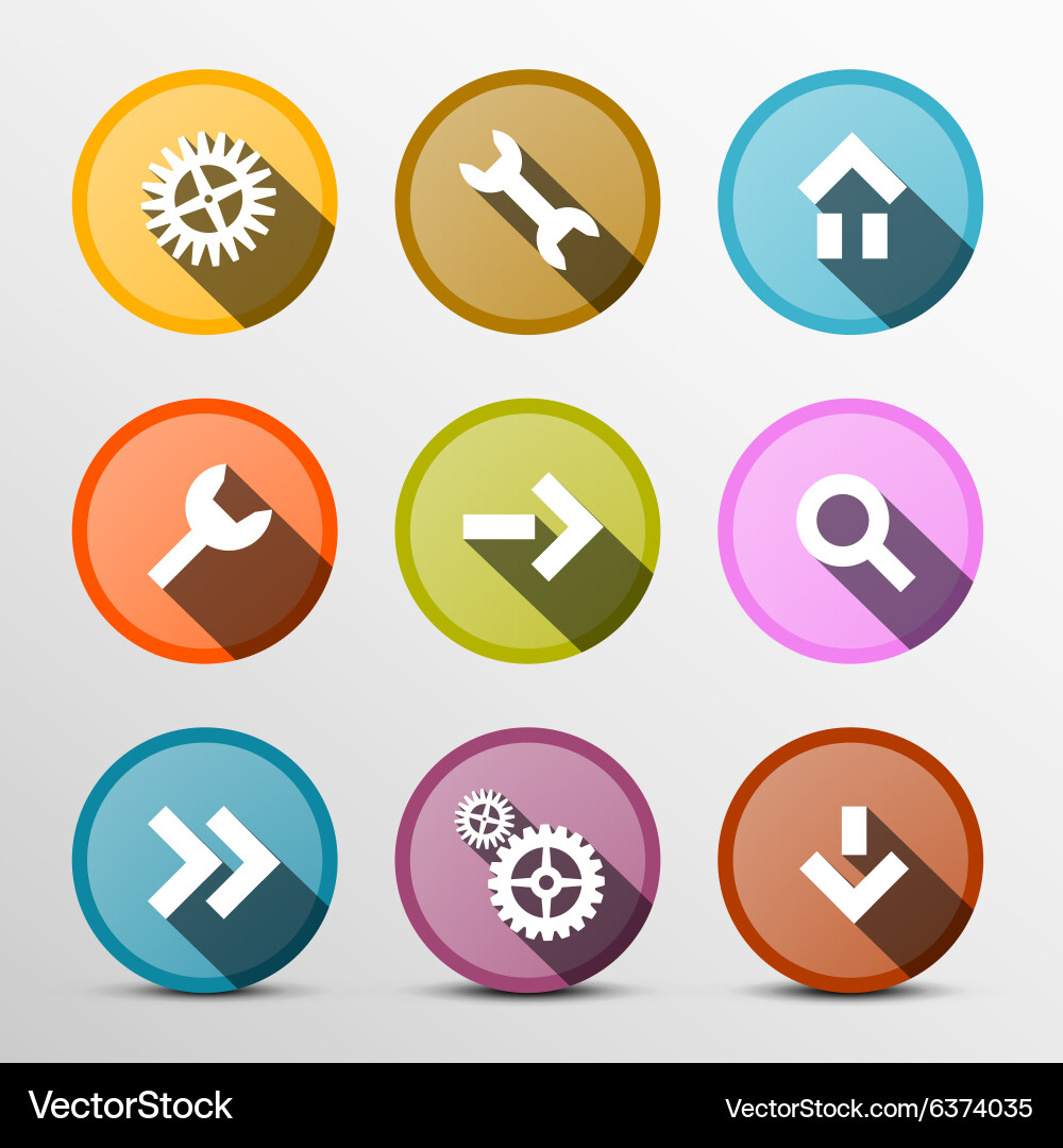 Colorful web icons set in circles Royalty Free Vector Image