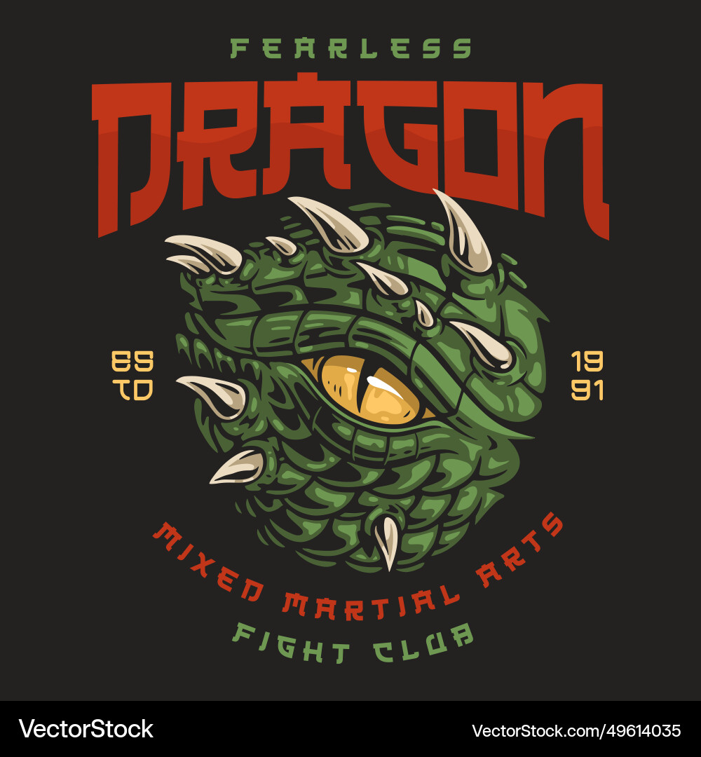 Fearless fighting dragon colorful poster Vector Image