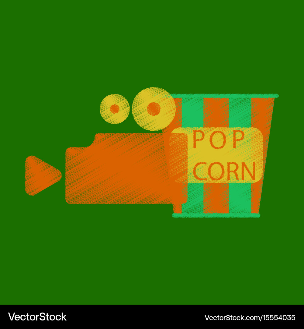 Flat icon in shading style popcorn cinema Vector Image