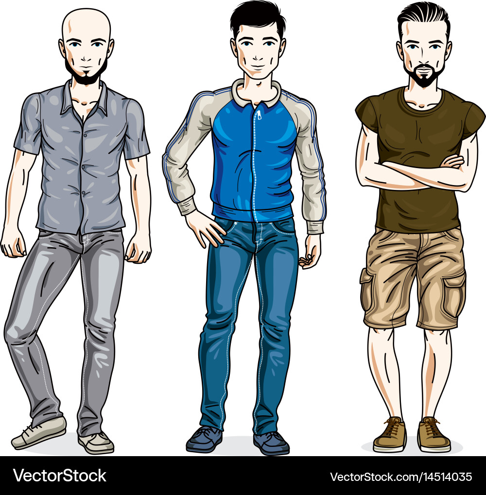 Handsome men group standing wearing casual Vector Image
