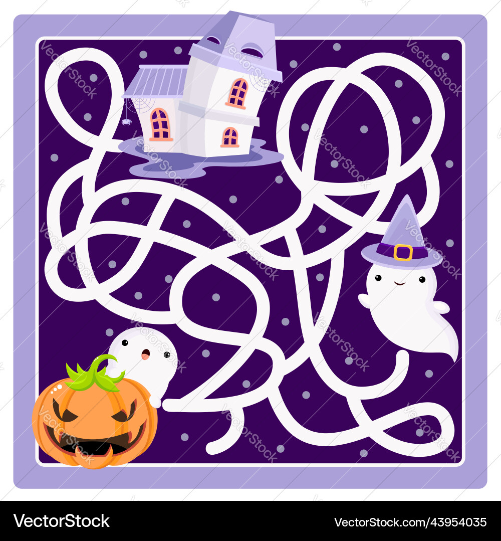 Help two little ghosts find the way to haunted Vector Image
