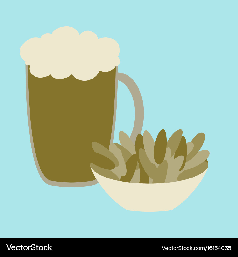 Icon in flat design for restaurant beer and nuts Vector Image