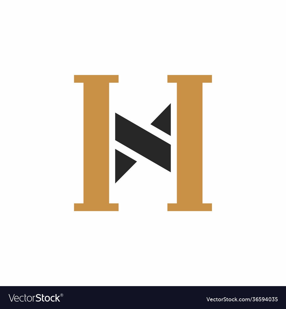 Initial letter nh logo or hn design Royalty Free Vector