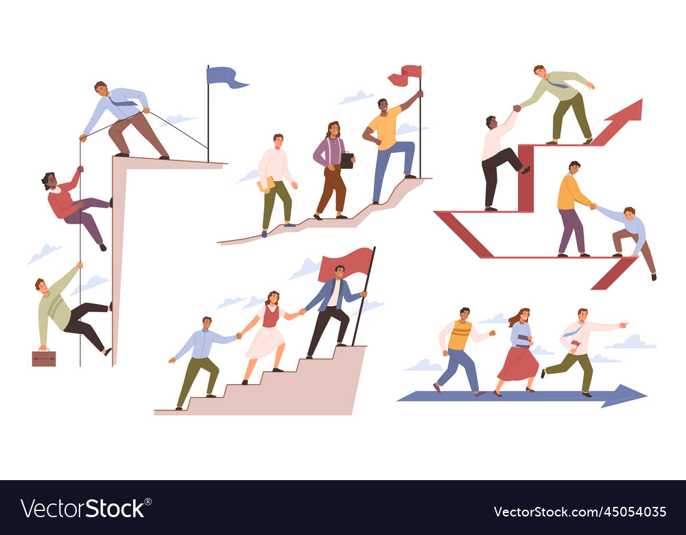 Leader helping employees business success Vector Image Leader helping employees business success Vector Image