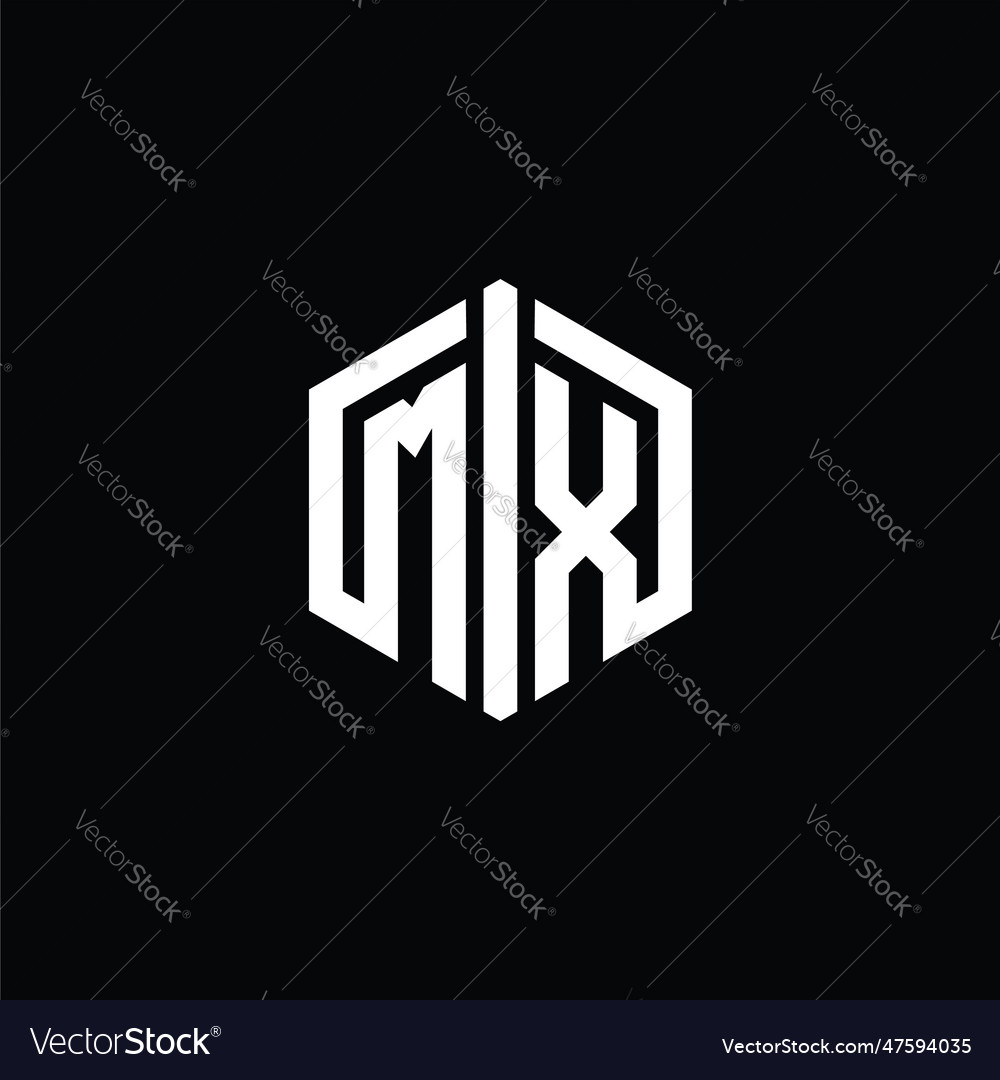 Mx letter logo monogram hexagon shape Royalty Free Vector