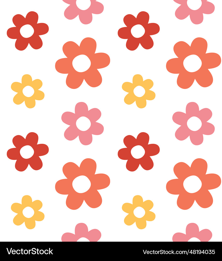 Seamless pattern of groovy flower Royalty Free Vector Image