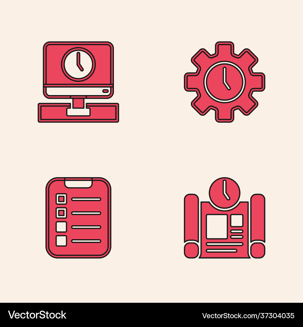 Set project time plan monitor time management Vector Image