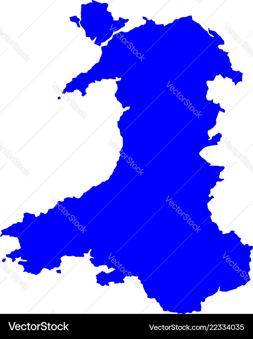 Silhouette map of wales Royalty Free Vector Image