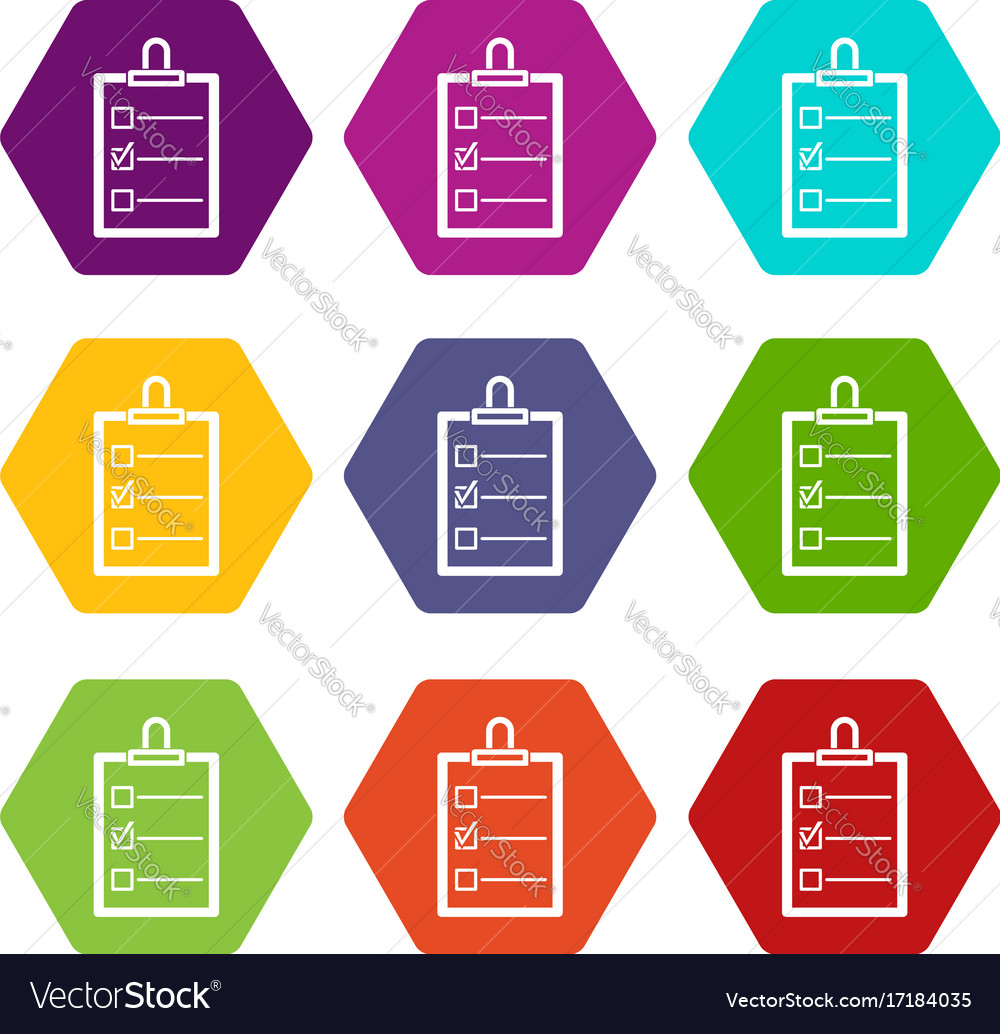 To do list icon set color hexahedron Royalty Free Vector