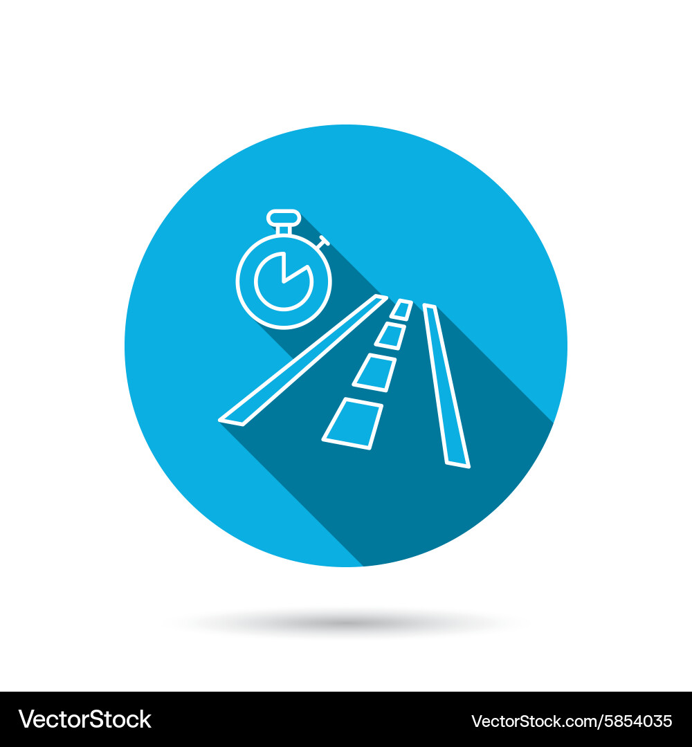 Travel time icon road with timer sign Royalty Free Vector
