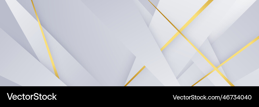 Abstract white and gold line shapes background Vector Image