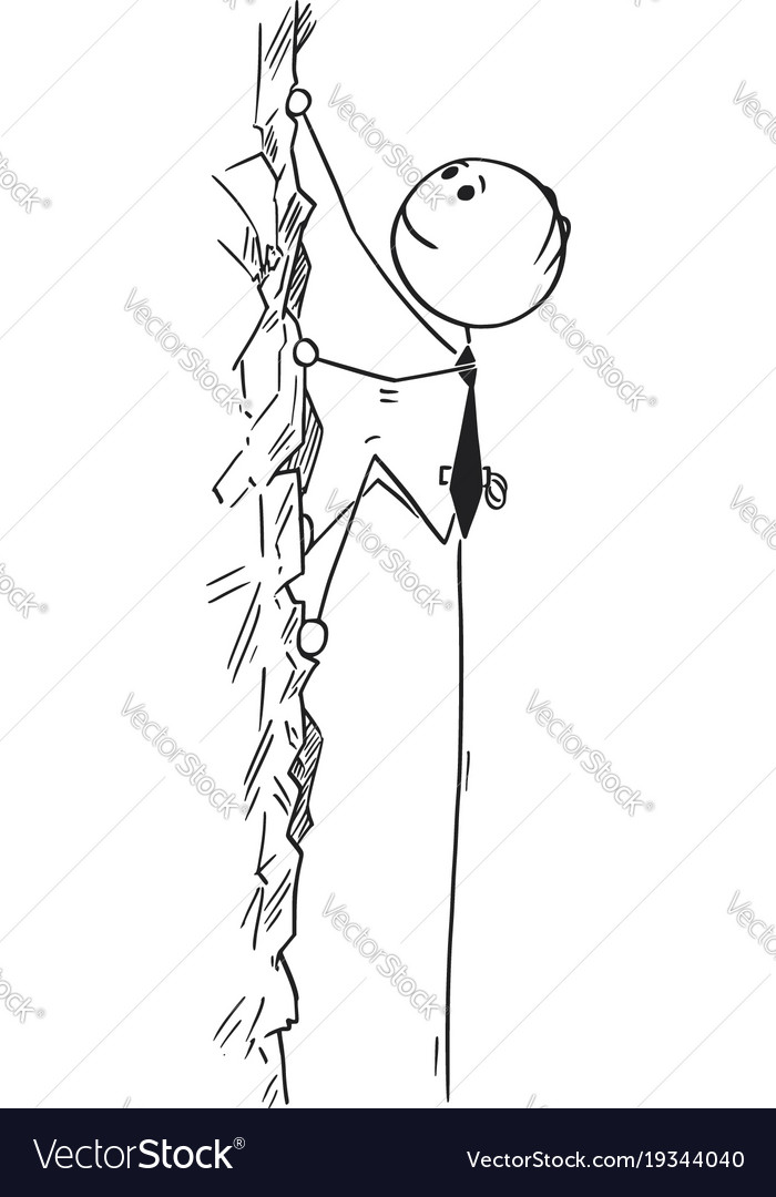 Conceptual cartoon businessman climbing Royalty Free Vector Conceptual cartoon businessman climbing Royalty Free Vector